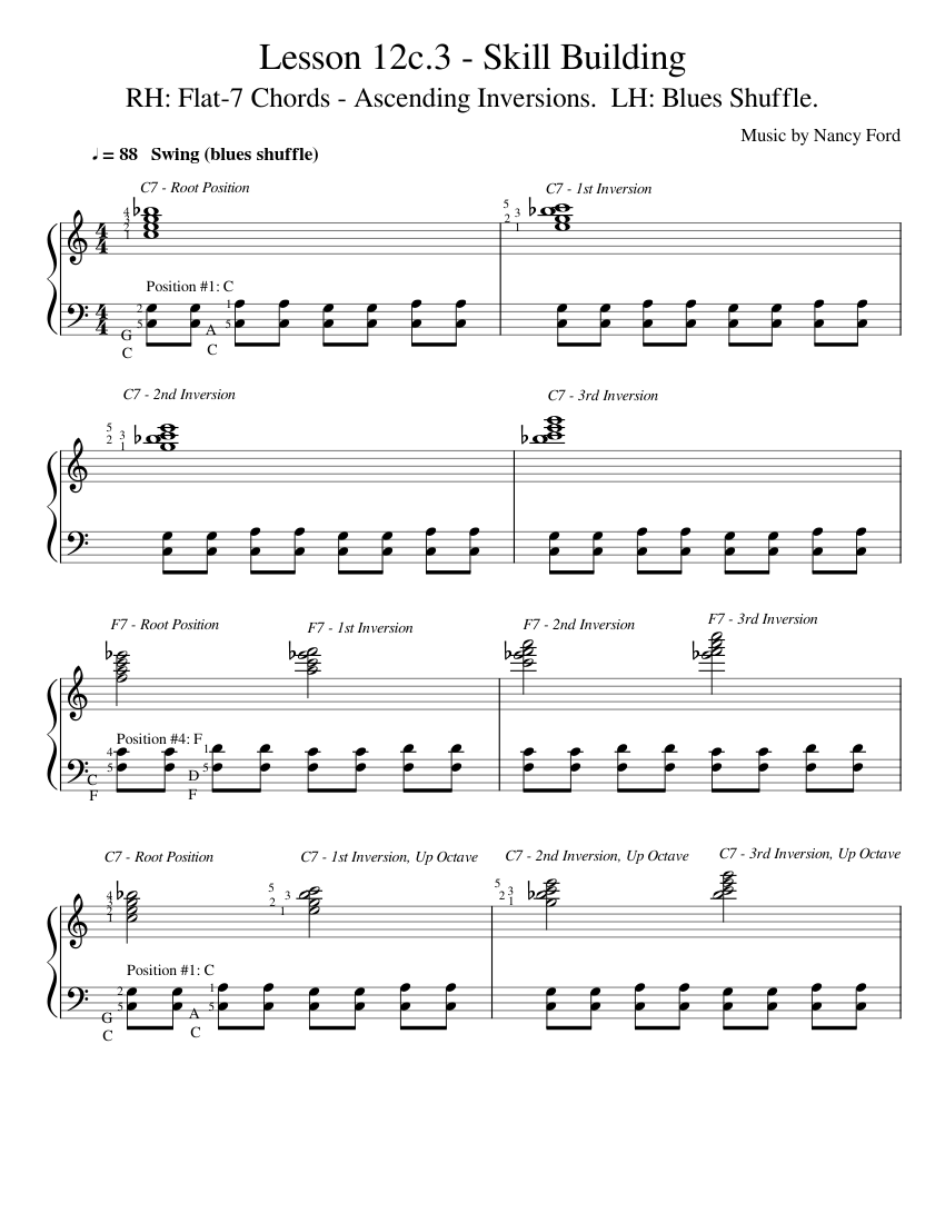 Lesson 12c3 - Skill Building - RH Flat 7 Chords - Ascending Inversions ...
