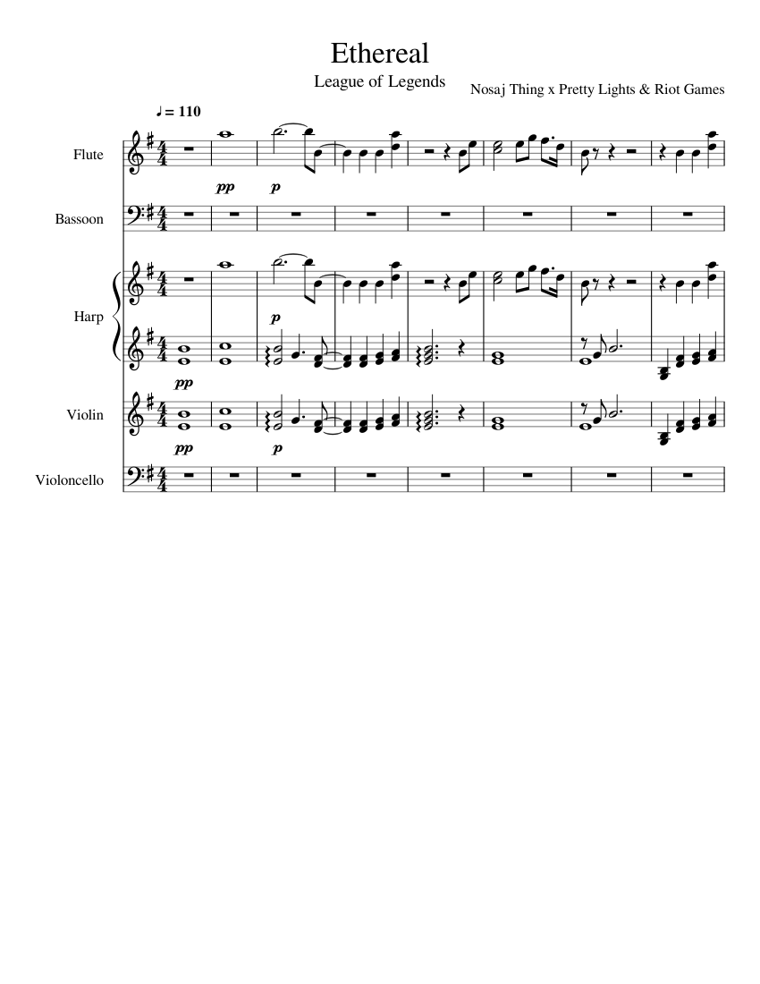 Ethereal - DJ Sona Sheet music for Flute, Bassoon, Violin, Cello & more ...
