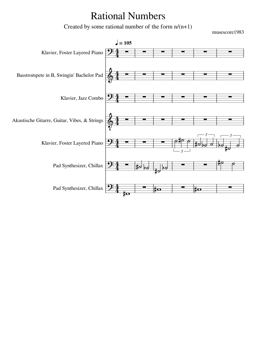 Rational Numbers Sheet music for Piano, Trumpet bass, Guitar ...