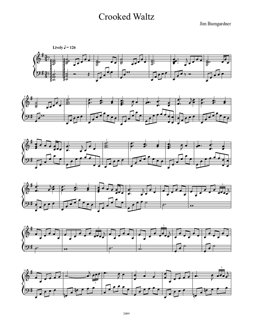 Crooked Waltz Sheet music for Piano (Solo) | Download and print in PDF ...