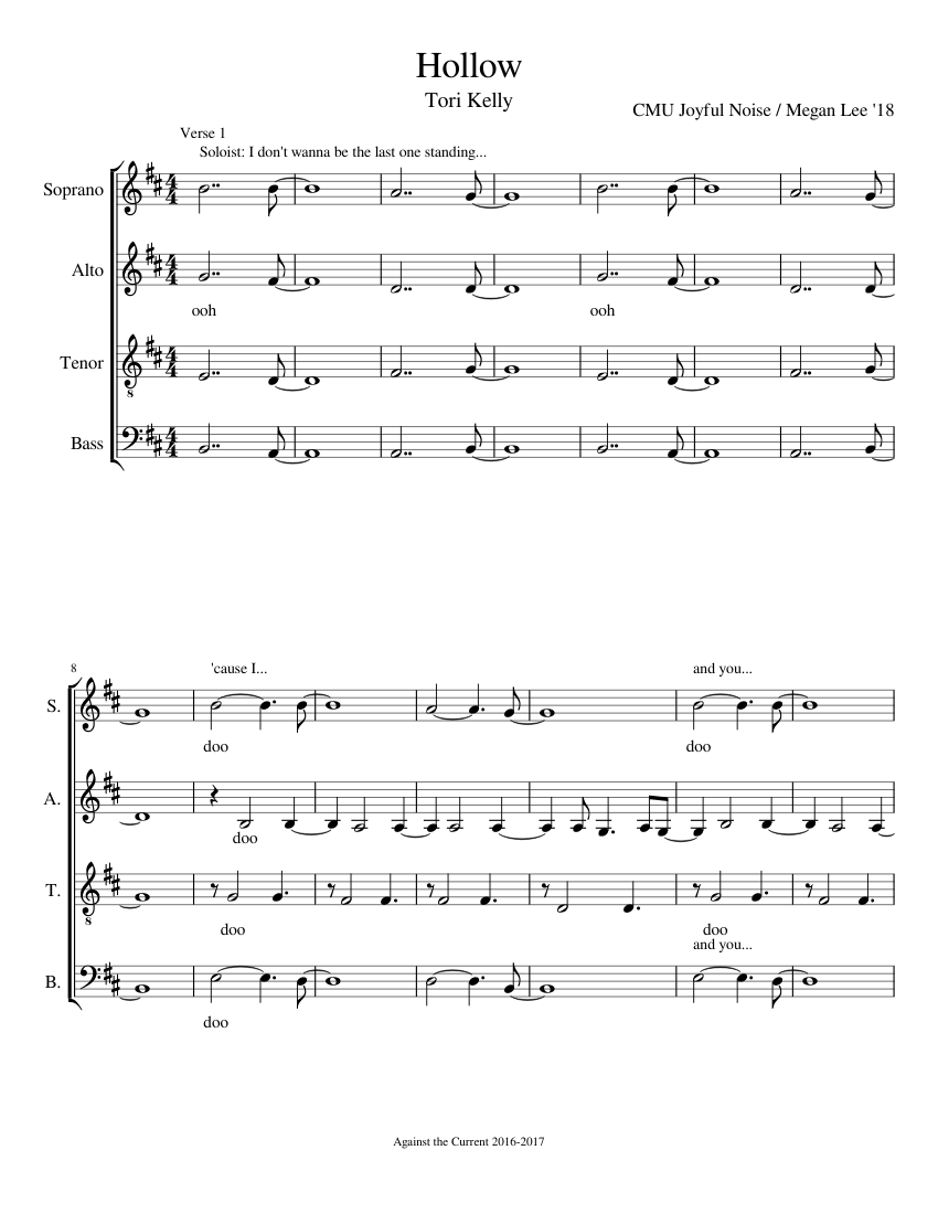 Hollow Sheet music for Soprano, Alto, Tenor, Bass voice (Choral ...