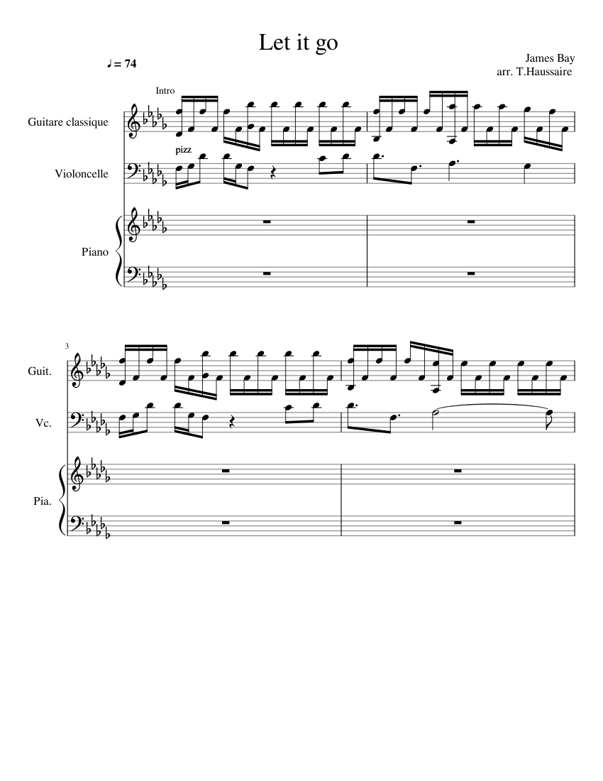 Let it go Sheet music for Piano, Cello, Guitar (Mixed Trio) | Musescore.com