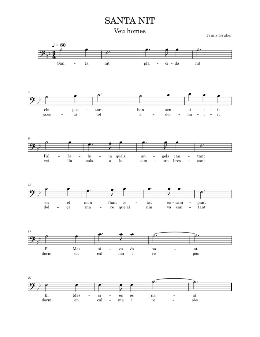 Stille Nacht - Santa nit – Modest Moreno i Morera Sheet music for Piano (Solo) Easy | Musescore.com