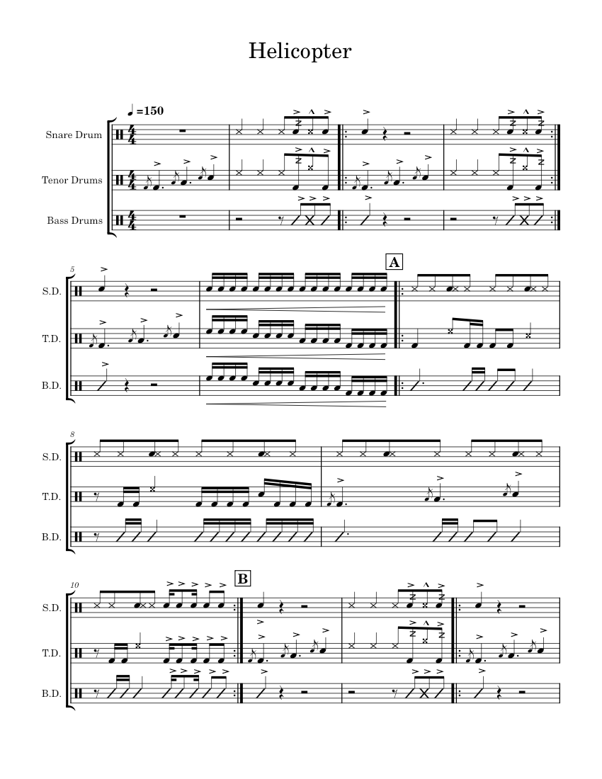 Helicopter Sheet music for Synthesizer, Trumpet other (Marching Band ...