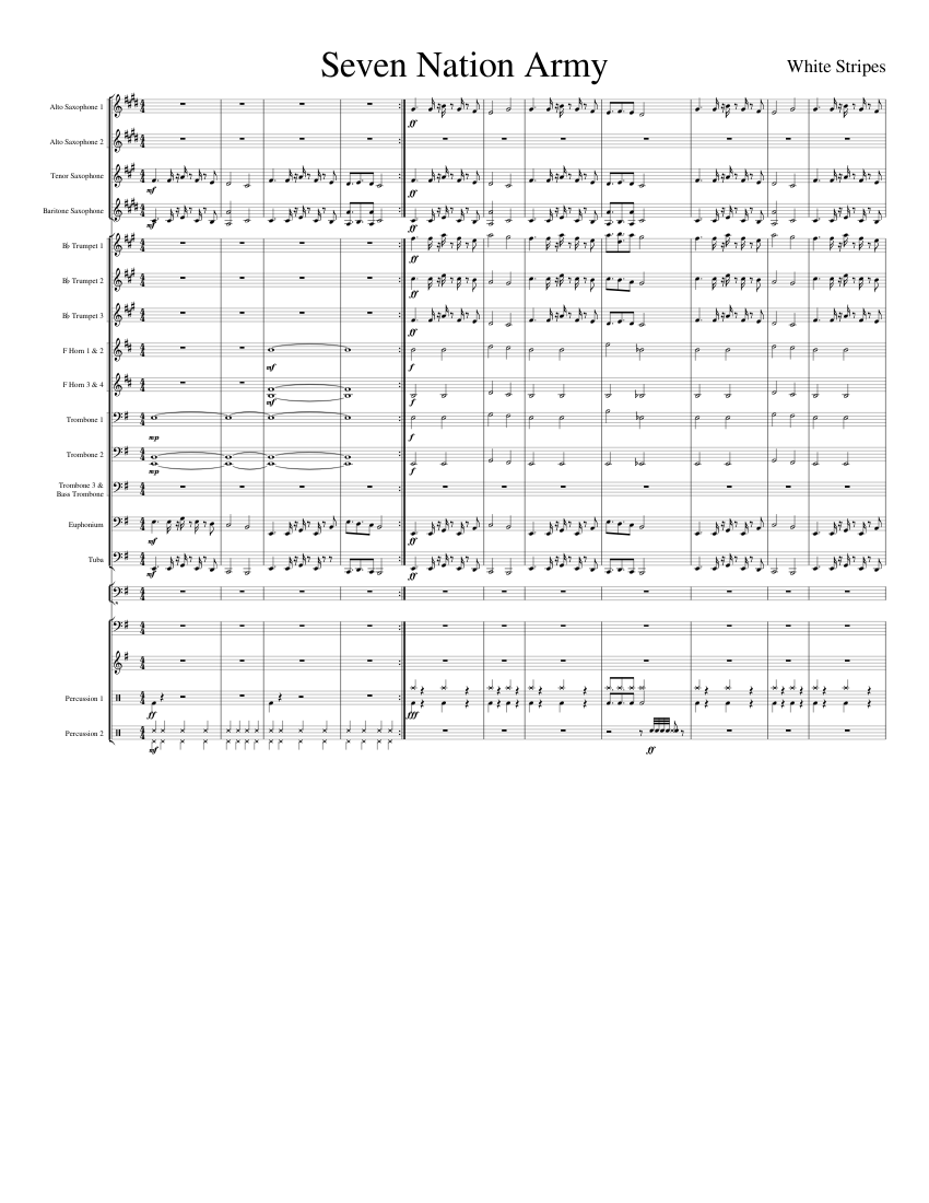 Seven Nation Army (Pep Band) Sheet music for Trombone, Euphonium, Tuba ...