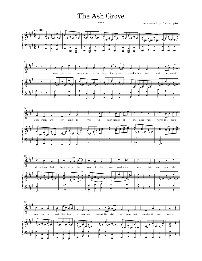 The Ash Grove – Misc tunes Sheet music for Piano, Vocals (Piano-Voice ...