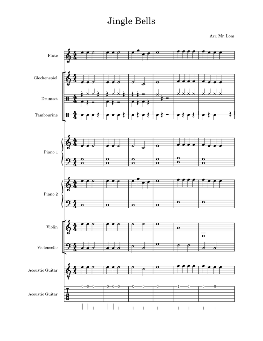 Jingle Bells – James Pierpont Jingle_Bells - Junior Orchestra Sheet ...