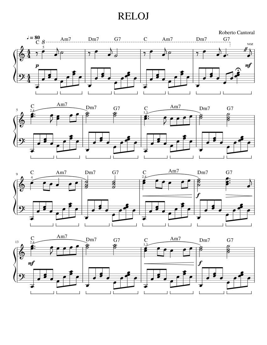 RELOJ Sheet music for Piano (Solo) | Musescore.com