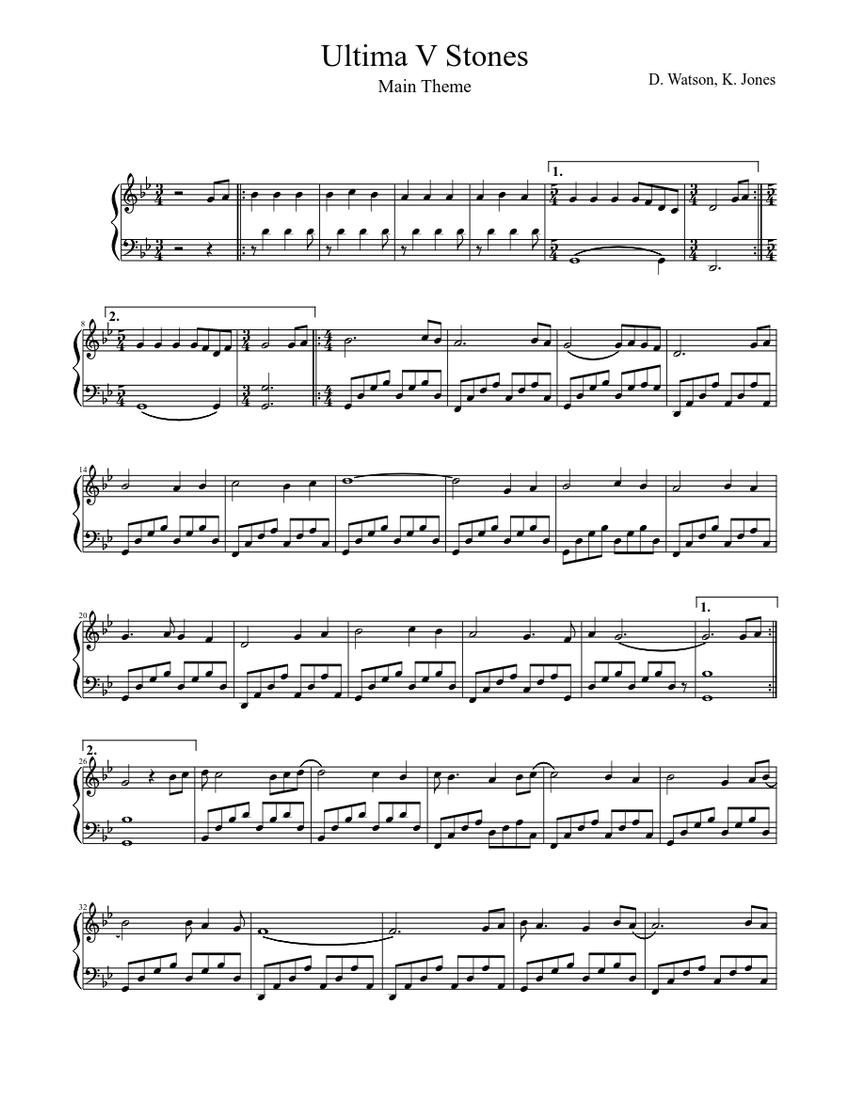 Ultima V Main Theme - piano tutorial
