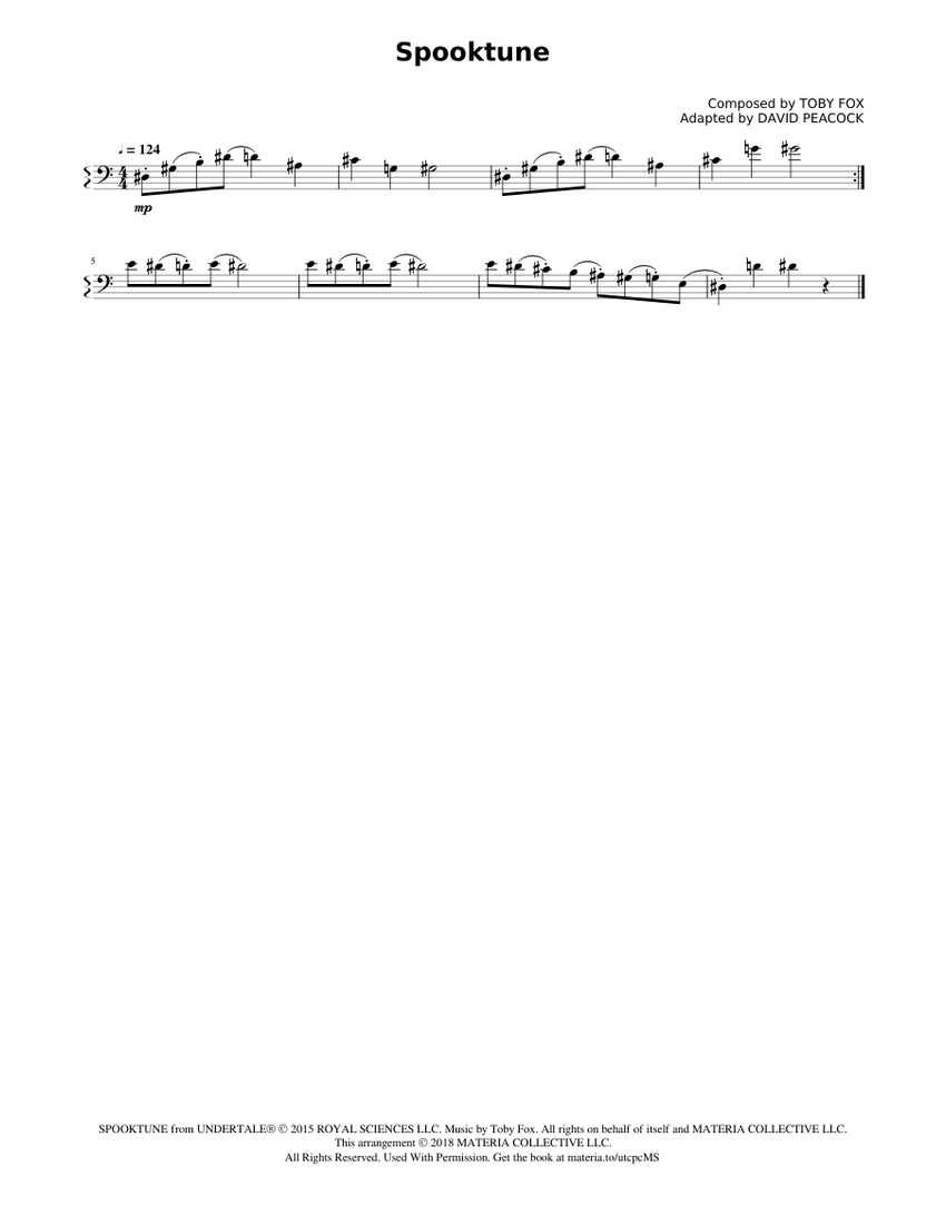 Spooktune (UNDERTALE Complete Piano Sheet Music) Sheet music for Piano ...