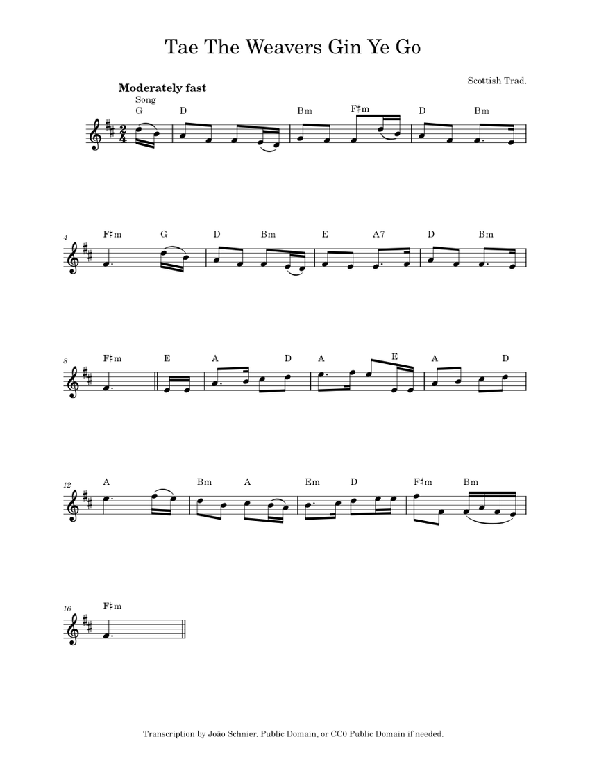 Tae the Weavers Gin Ye Go – Scottish Trad. Sheet music for Clarinet in ...