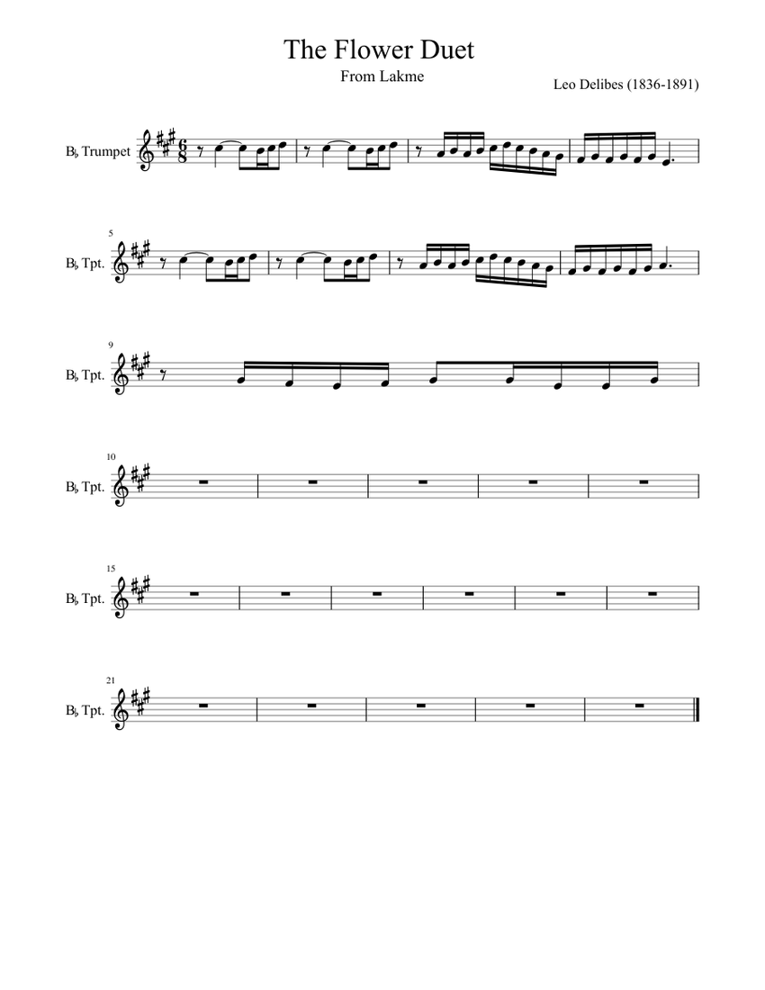 The Flower Duet Sheet music for Cornet (Solo) | Download and print in ...