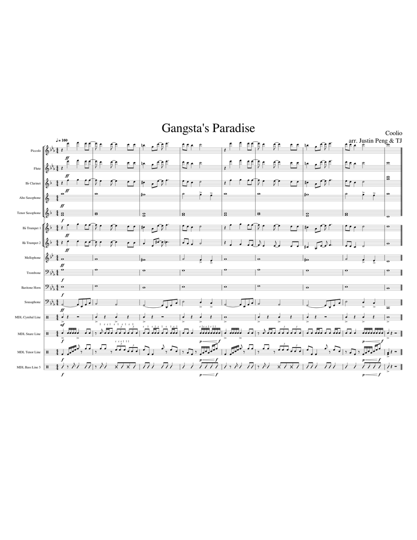 Gangsta's Paradise Sheet music for Trombone, Mellophone, Flute piccolo ...