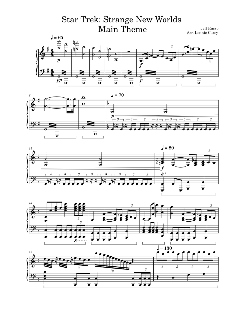 Star Trek Strange New Worlds Main Theme – Jeff Russo Sheet music for ...