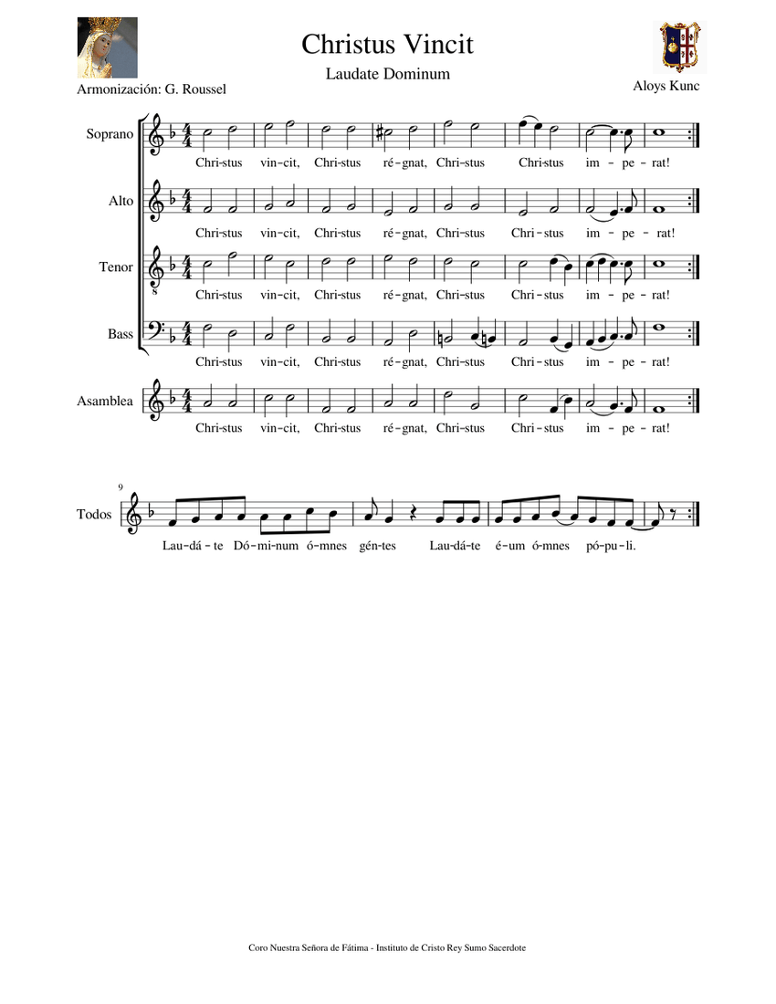 Christus Vincit - Kunc Sheet music for Soprano, Alto, Tenor, Bass voice ...