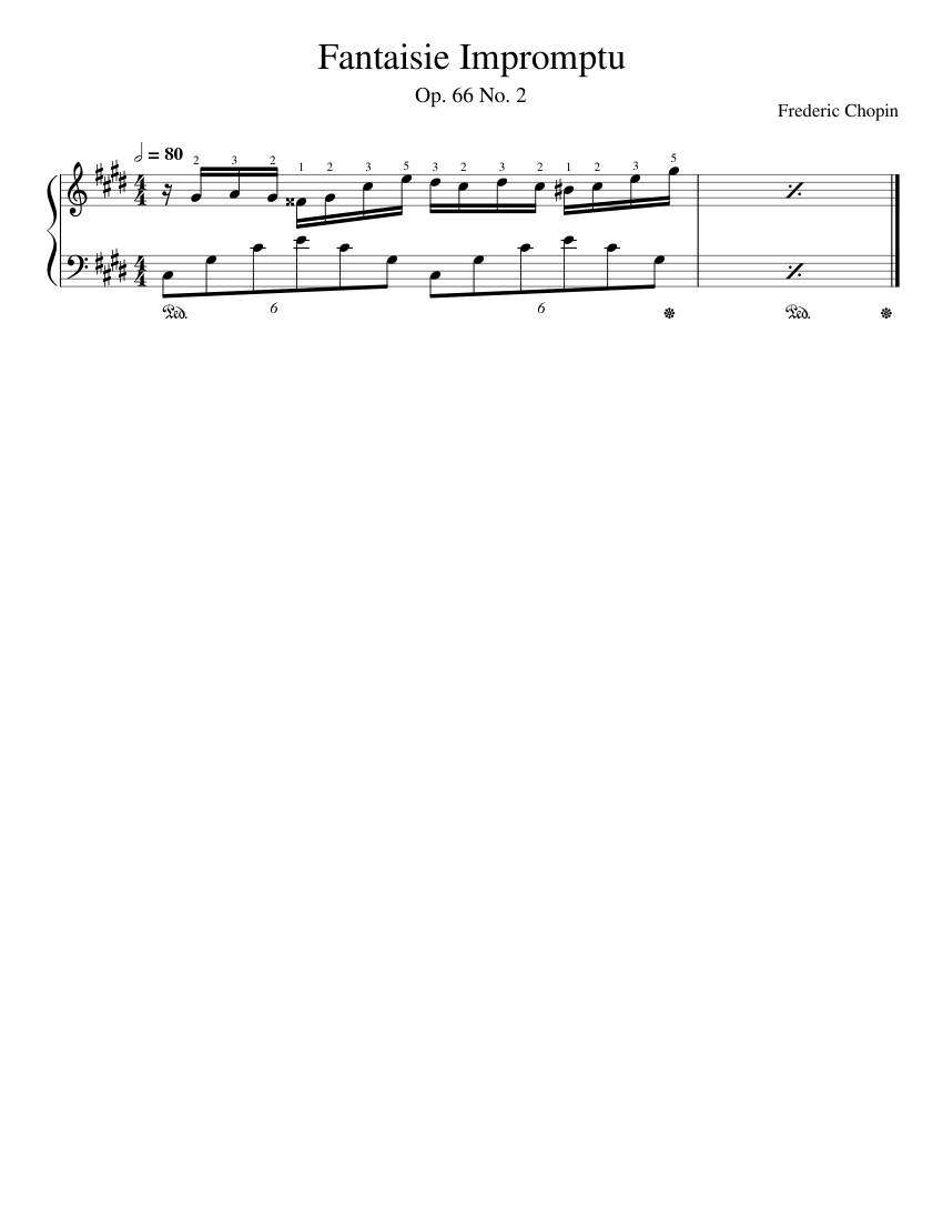 Fantaisie-impromptu, Op.66 – Frédéric Chopin -Fingering for the main ...