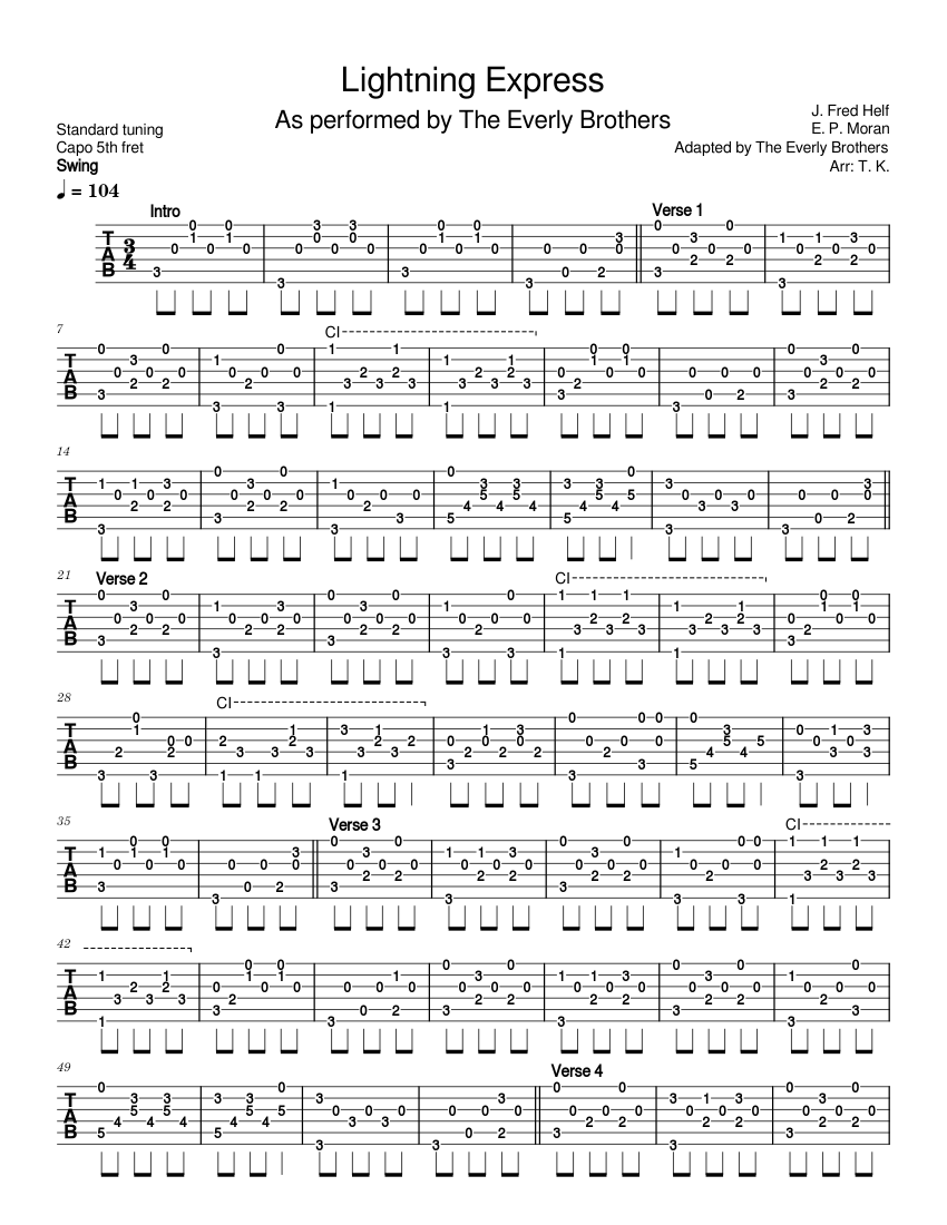 Lightning Express - The Everly Brothers Sheet music for Guitar (Solo ...