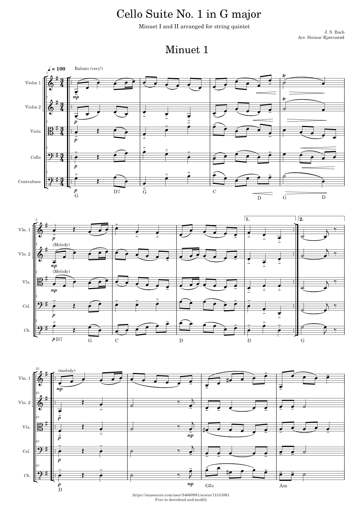Cello Suite No.1 in G major, BWV 1007 – Johann Sebastian Bach Cello ...