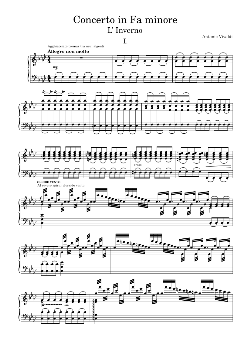 Winter (L'Inverno) [Vivaldi] Sheet Music for Piano (Solo) | MuseScore.com