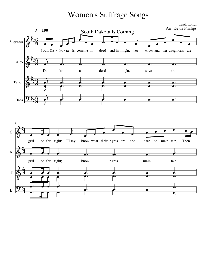 Women s Suffrage Songs Sheet music for Soprano, Alto, Tenor, Bass voice ...