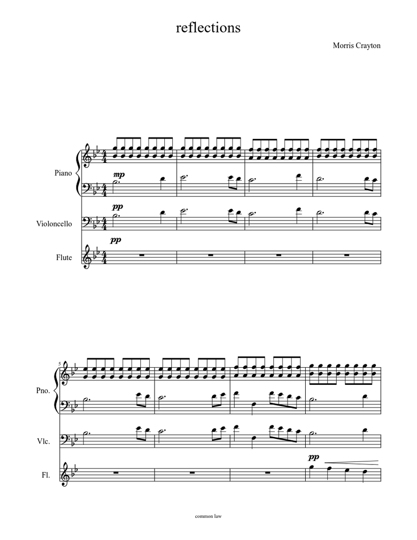 reflections Sheet music for Piano, Flute (Solo) | Musescore.com
