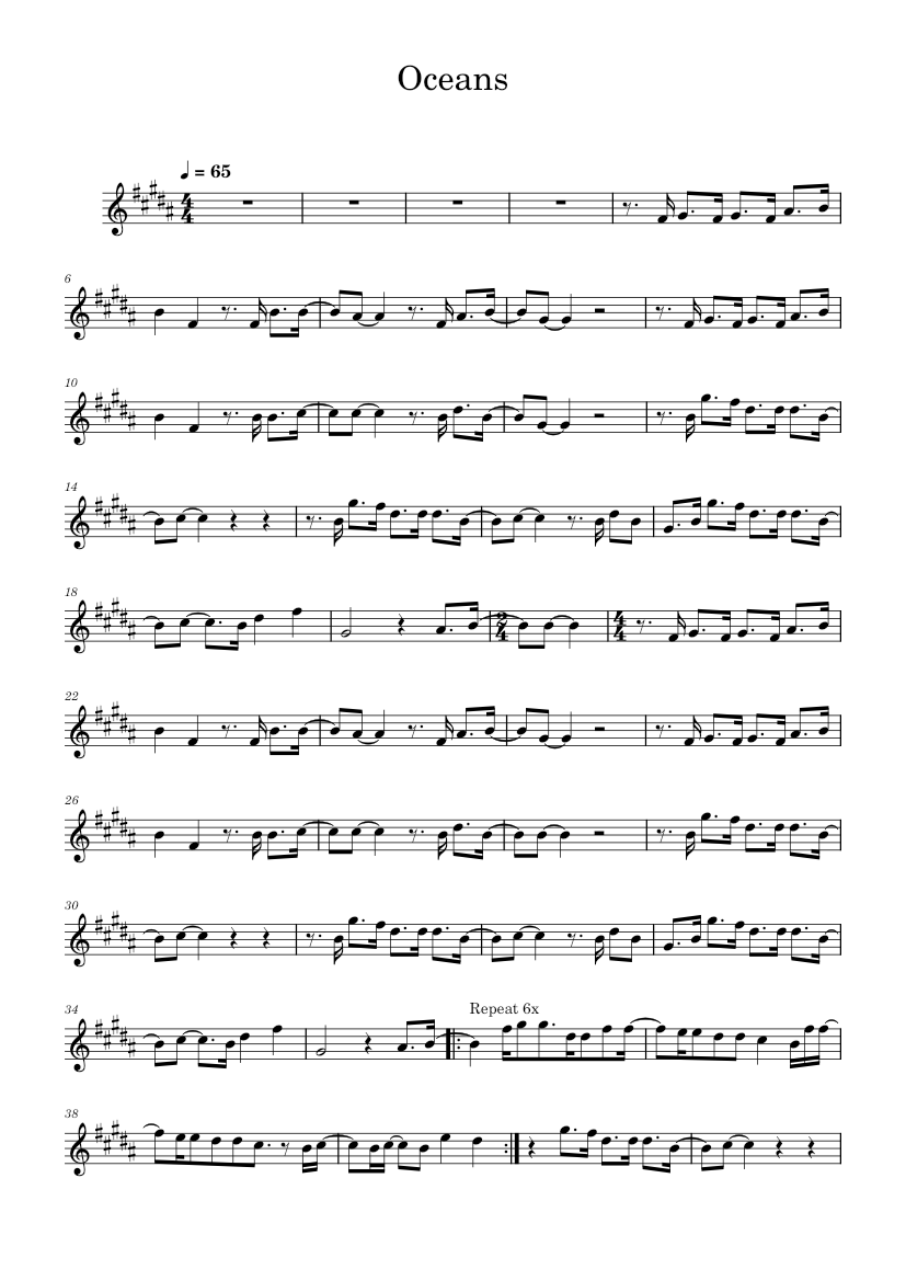 Oceans – Hillsong United Sheet Music for Saxophone alto (Solo ...