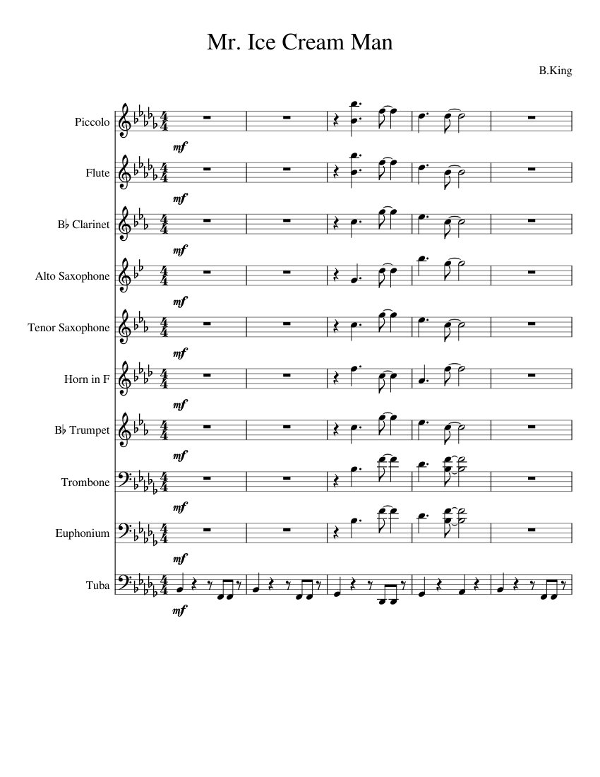 Mr. Ice Cream Man Sheet music for Trombone, Tuba, Flute, Oboe & more ...
