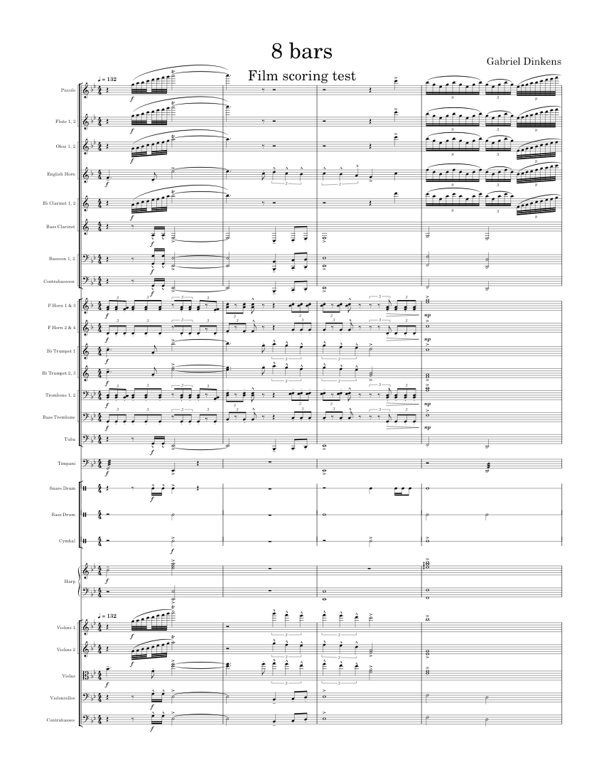 8 bars Sheet music for Trombone, Tuba, Flute, Oboe & more instruments ...