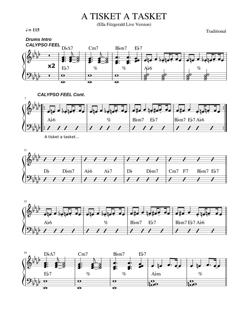 A TISKET A TASKET Sheet music for Piano (Solo) Easy | Musescore.com