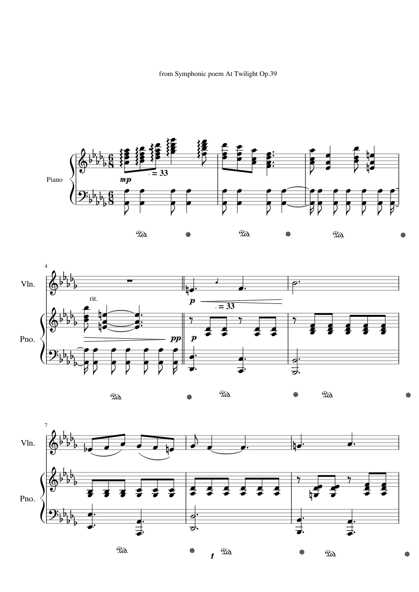 Poem - Zdenek Fibich Sheet Music for Piano, Violin (Solo) | MuseScore.com