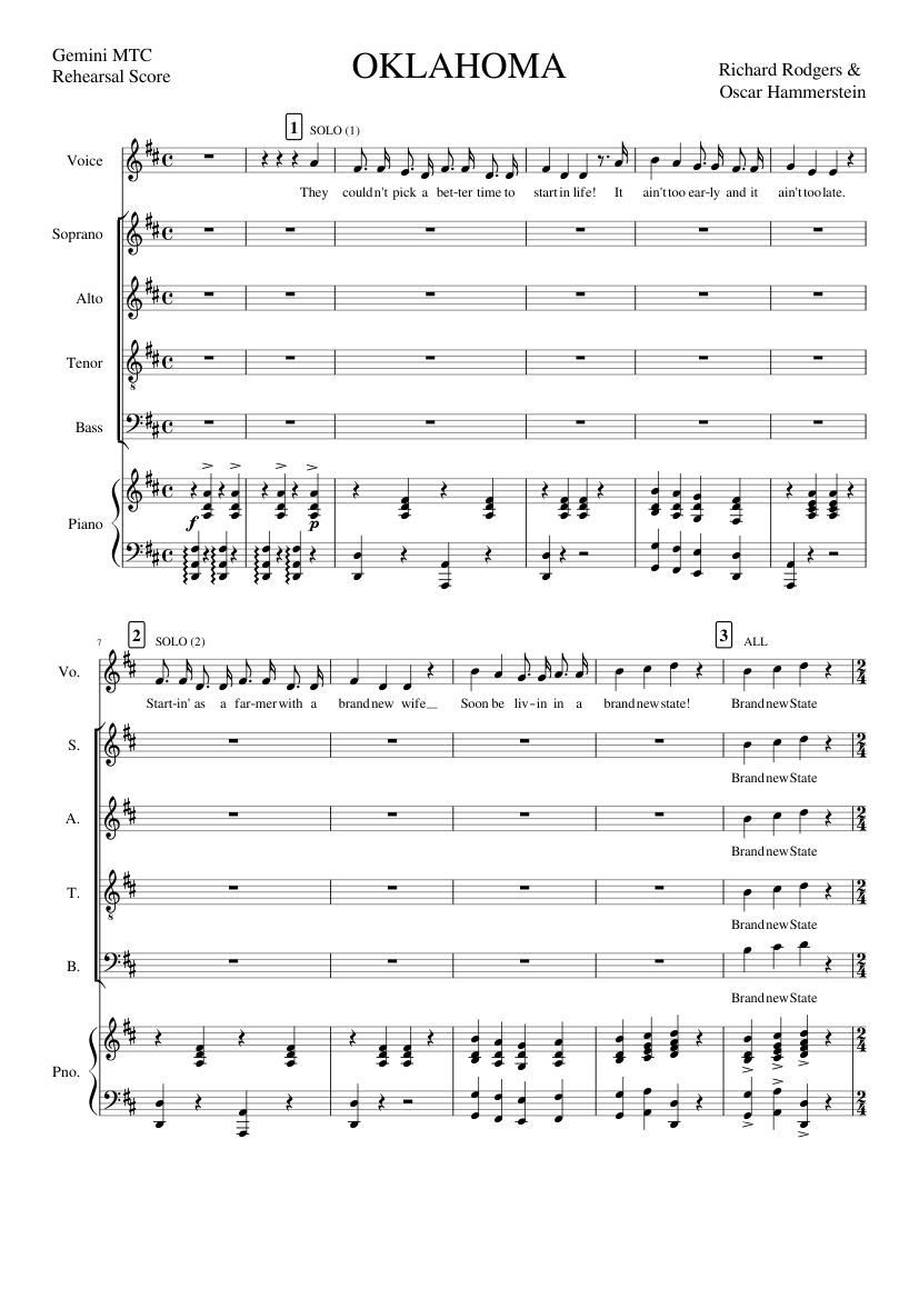 OKLAHOMA Sheet Music for Piano, Soprano, Alto, Tenor & more instruments ...