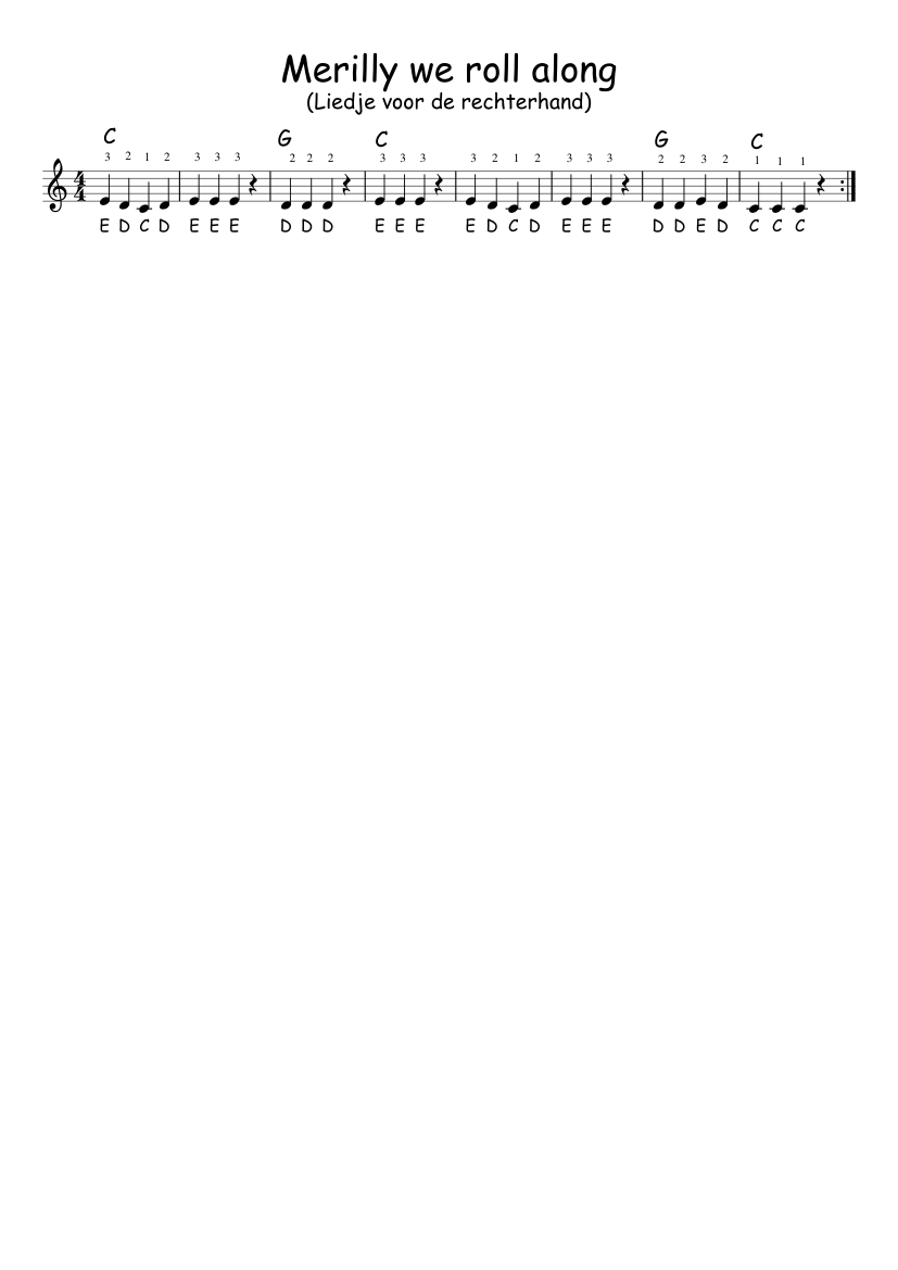 Merilly we roll along (Liedje voor de rechterhand) Sheet music for ...