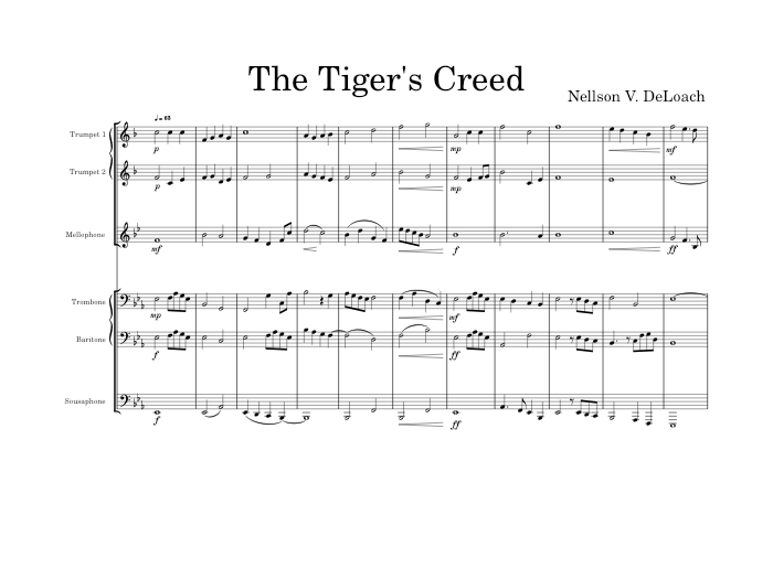 The Tiger's Creed - Nellson V. DeLoach Sheet music for Trombone ...