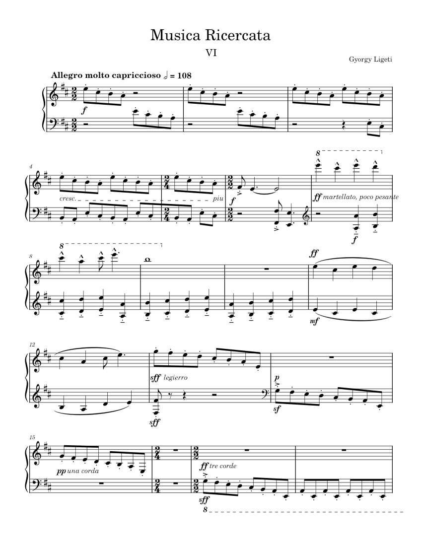 Musica Ricercata – György Ligeti Sheet Music for Piano (Solo ...