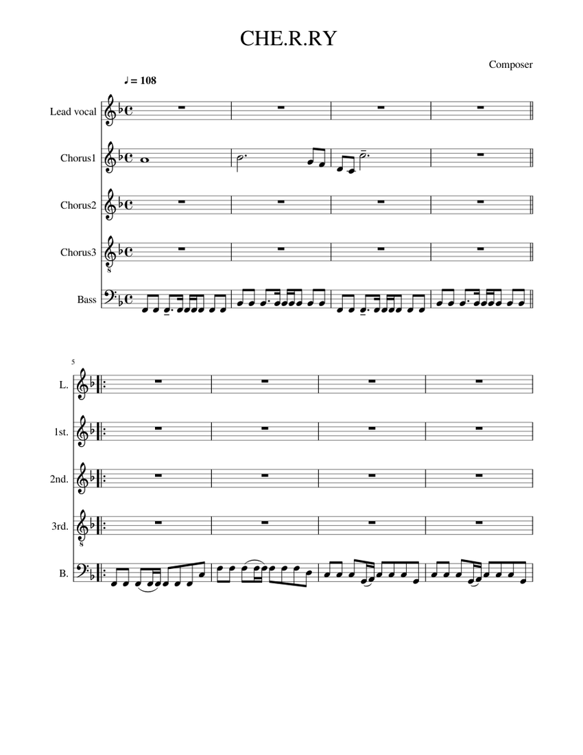 CHE.R.RY Sheet music for Bass guitar (Solo) | Musescore.com