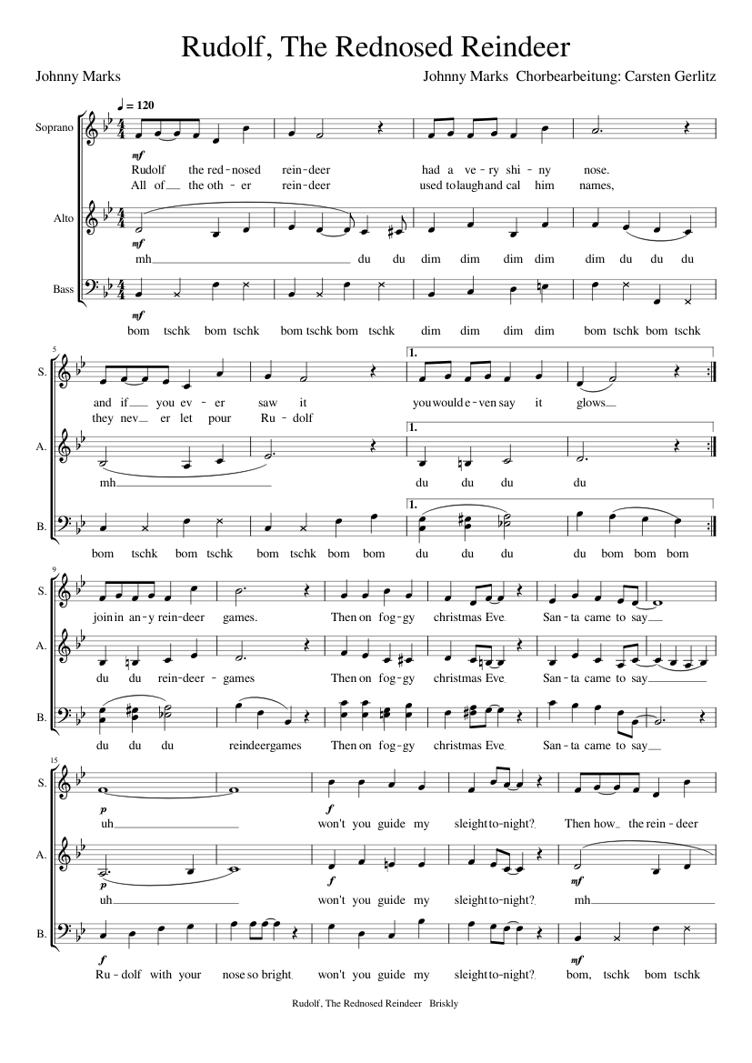 Rudolph the red-nosed reindeer – Johnny Marks Sheet music for Soprano ...