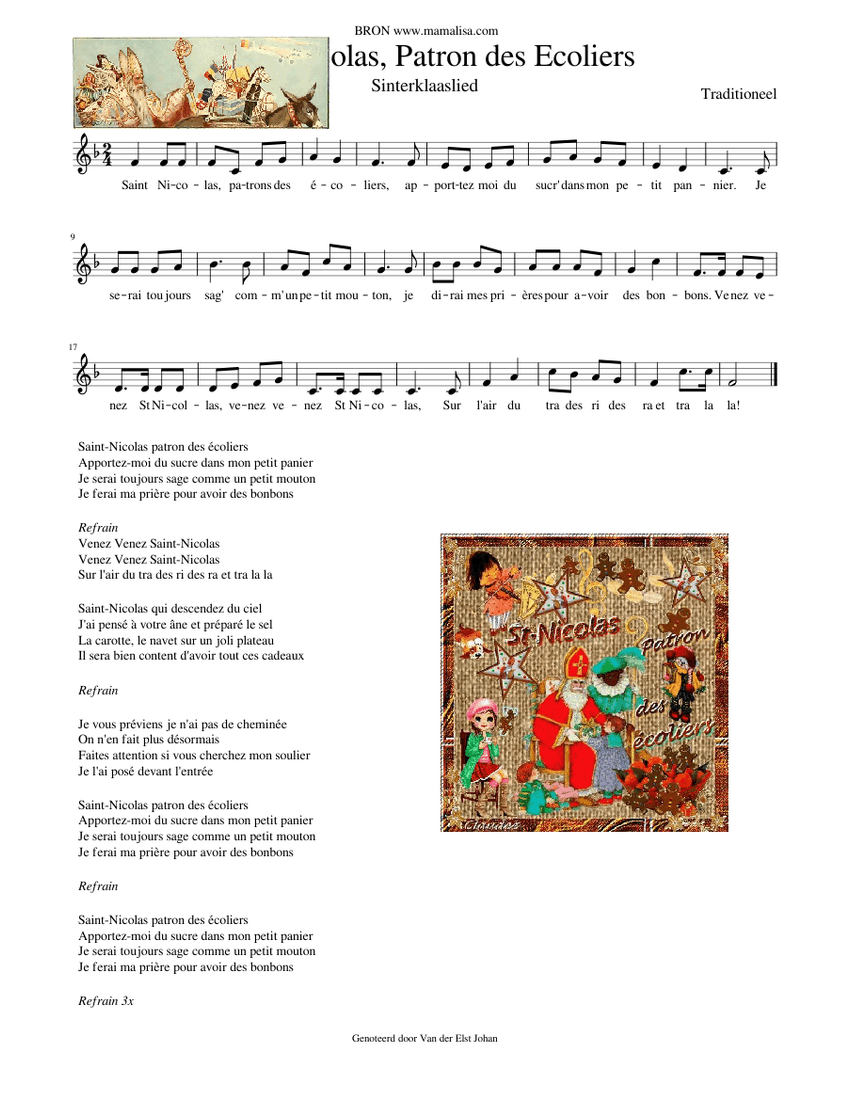 Saint Nicolas, Patron des Ecoliers Sheet music for Flute (Solo) | Musescore.com