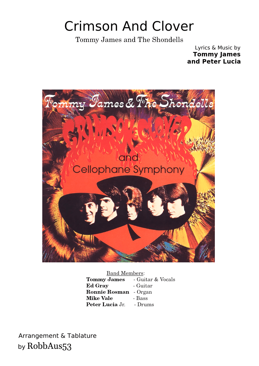 Crimson and clover – Tommy James & the Shondells . Sheet Music and Tab ...
