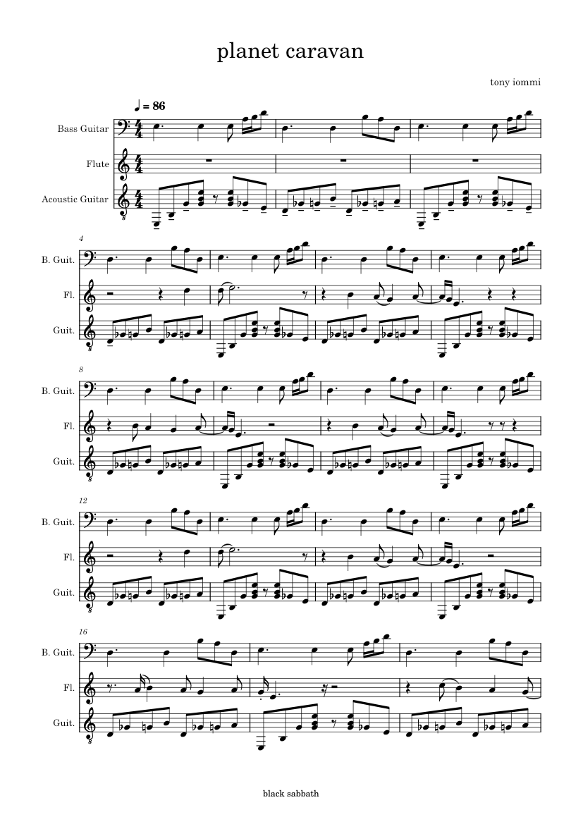Planet caravan – Black Sabbath planet caravan Sheet music for Flute ...