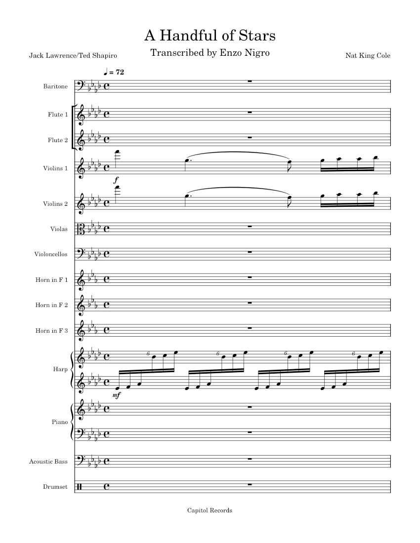 A Handful of Stars Sheet music for Piano, Flute, French horn, Bass ...