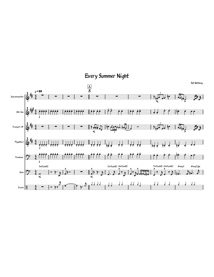 Every Summer Night - Pat Metheny Sheet music for Trombone, Flugelhorn ...
