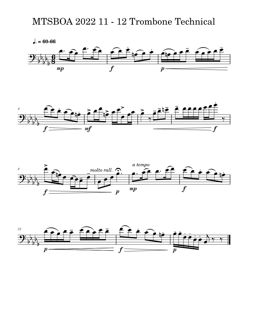 MTSBOA 2022 11 - 12 Trombone Technical Sheet music for Trombone (Solo ...