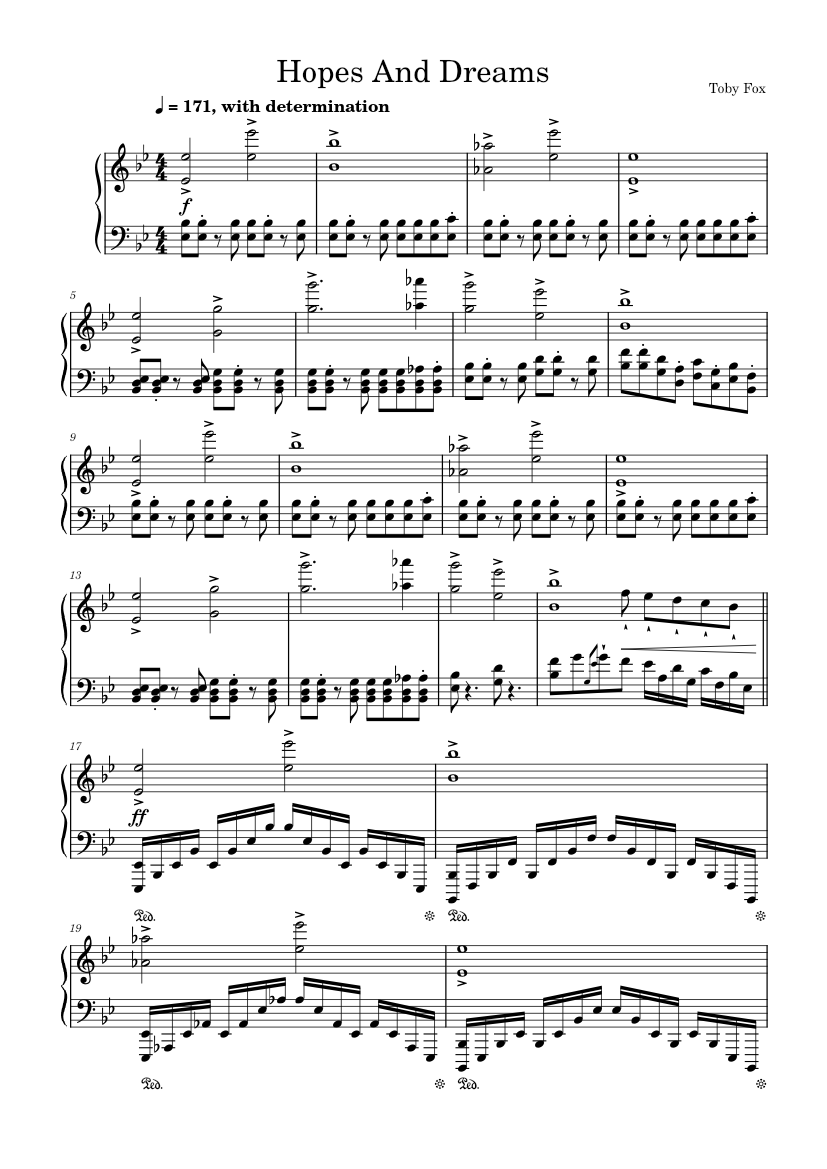Hopes and Dreams - Toby Fox (Undertale OST 087) (Remake) Sheet music for Piano (Solo ...