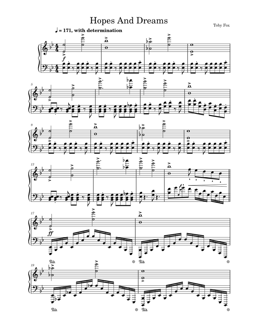 Hopes and Dreams - Toby Fox (Undertale OST 087) (Remake) Sheet music for Piano (Solo ...