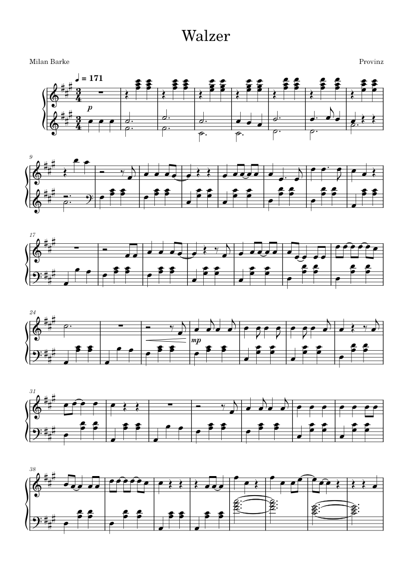 Walzer - Provinz Sheet Music for Piano (Solo) | MuseScore.com