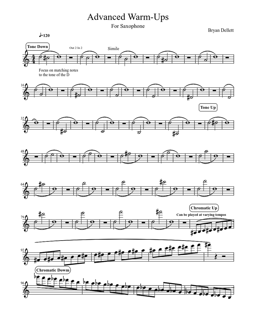 Advanced Warm-Ups Sheet music for Saxophone (Alto) (Solo) | Download ...