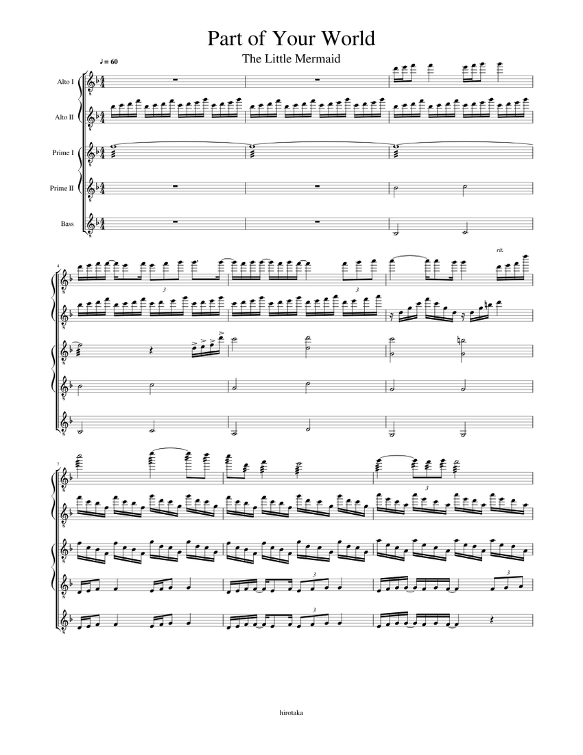 Part of Your World (5guitar) Sheet music for Guitar (Mixed Quintet ...