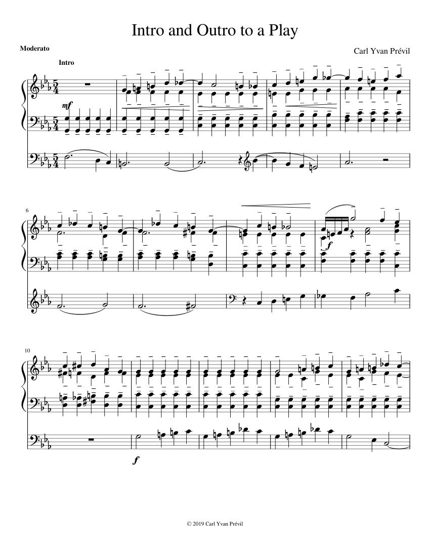 Intro and Outro to a Play Sheet music for Organ (Solo) | Musescore.com