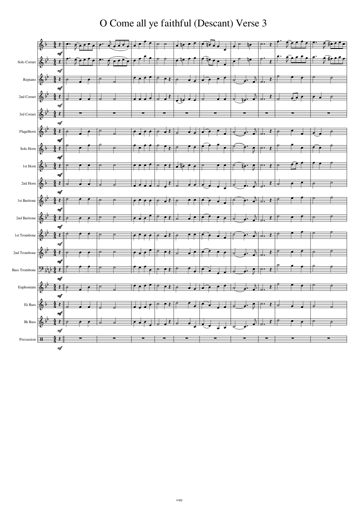 O Come all ye faithful (Descant) Verse 3 Sheet music for Trombone ...