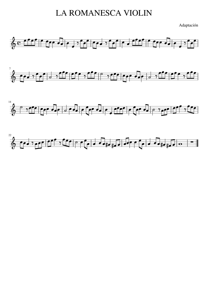 LA ROMANESCA VIOLIN Sheet music for Violin (Solo) | Musescore.com